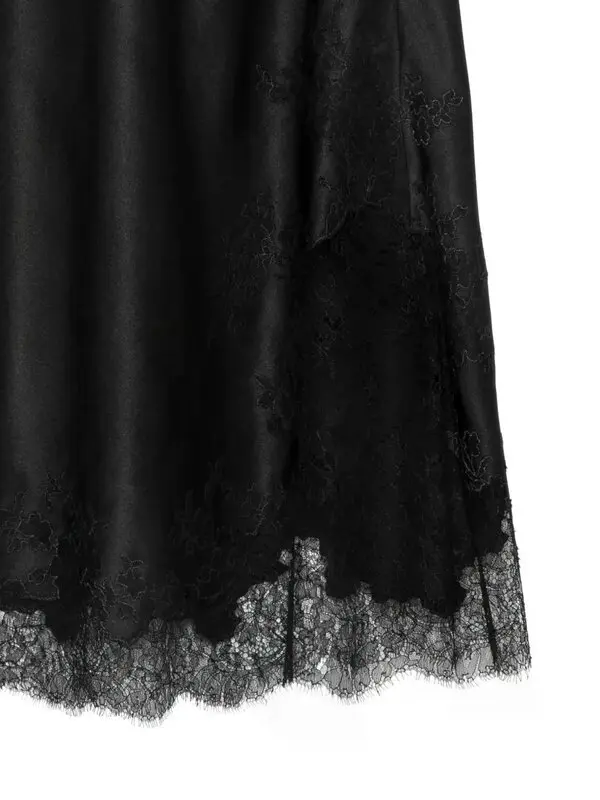 Carine Gilson Lace-trimmed Silk Skirt - Black