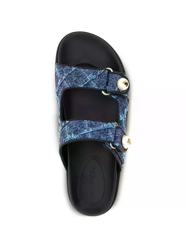 JIMMY CHOO Fayence Frayed Denim Sandals