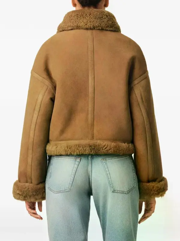AMI Paris Sheep-shearling Aviator Jacket - Brown