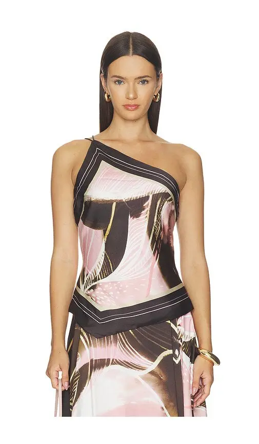 AMUR Lyra Scarf Tie Top In . Also - Brown