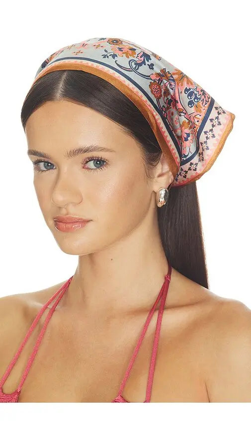 Zimmermann Printed Silk Tie Headscarf - Tan