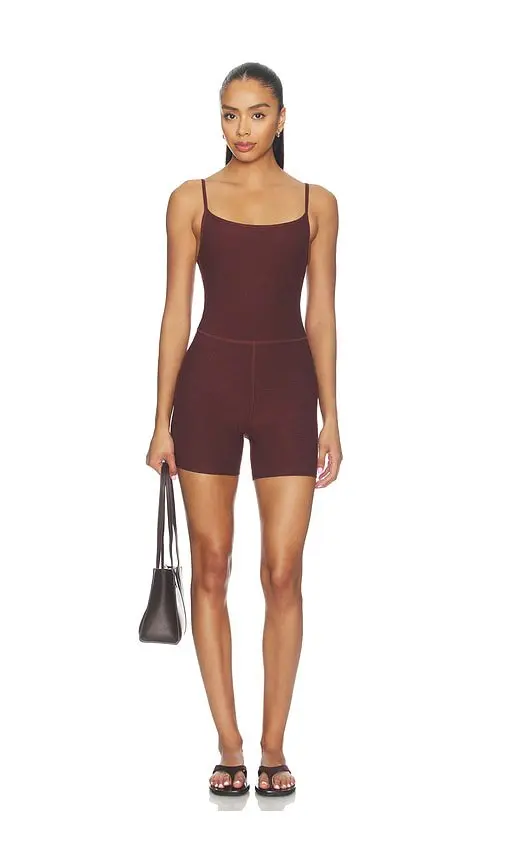 Beyond Yoga Spacedye Keep Pace Biker Romper In . Also - Brown