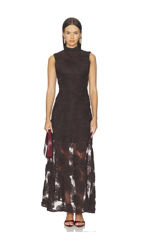 ROTATE BY BIRGER CHRISTENSEN 3d Flower Maxi Dress In Molï¿½ In . Also - Brown