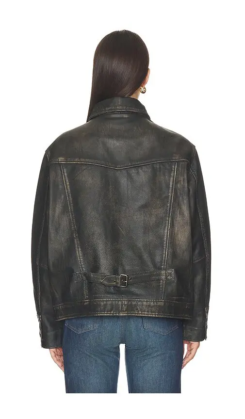 FOUND Distressed Leather Pocket Jacket In . Also
