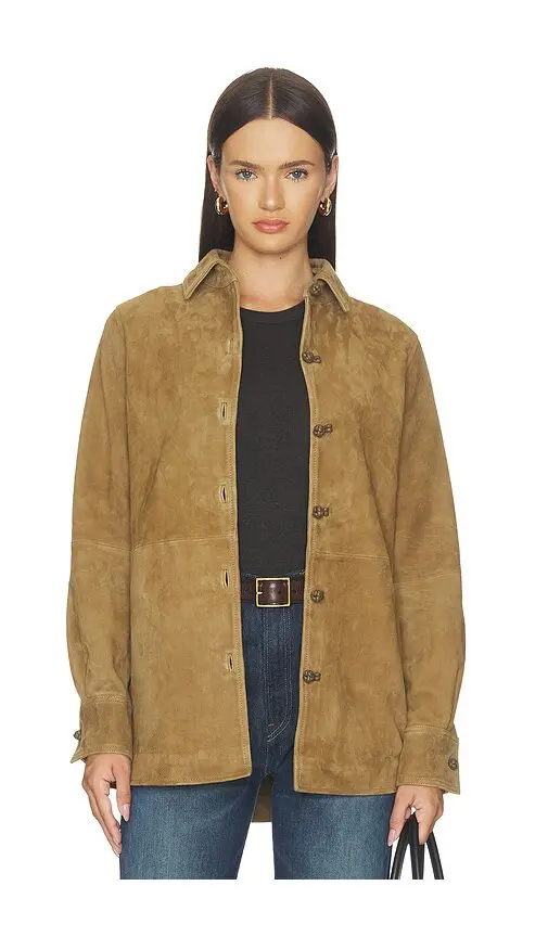 RÓHE Suede Pankou Overshirt In . Also - Brown