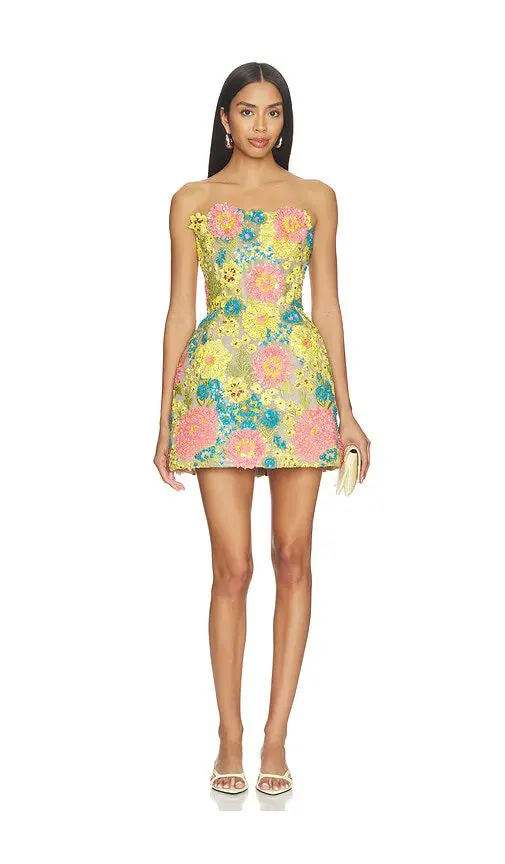 BRONX BANCO Soleil Sequin Maraya Strapless Mini Dress In . Also - Yellow