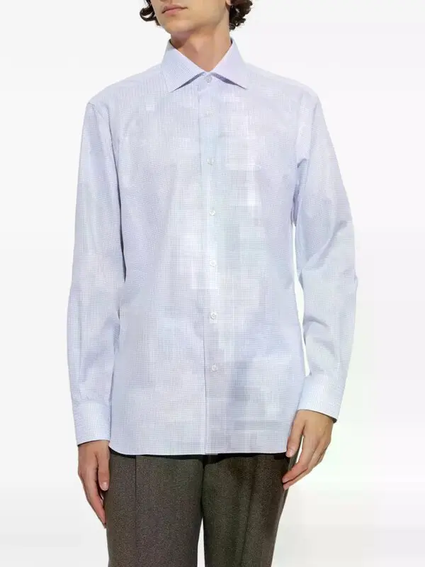Brioni Check-print Cotton Shirt - Blue