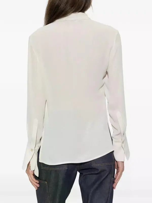 Victoria Beckham Pleated High Neck Long Sleeve Blouse