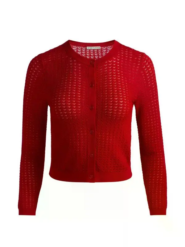 Alice + Olivia Pointelle-knit Cardigan - Red