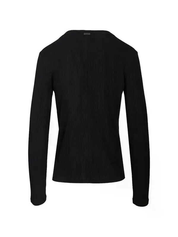 Max Mara Ribbed-knit Long-sleeve T-shirt - Blue