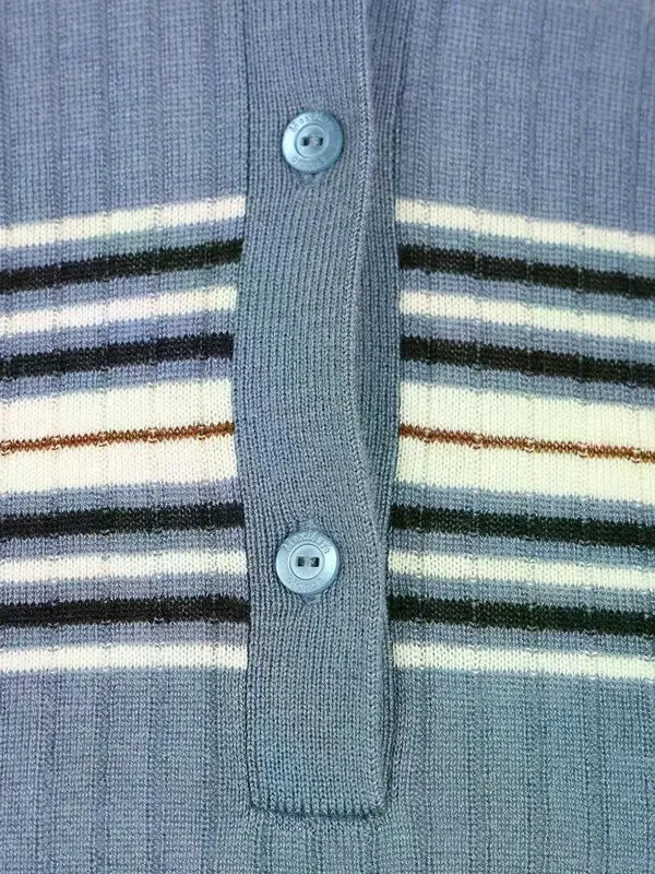 Max Mara Tallero Striped-knit Polo Shirt - Blue