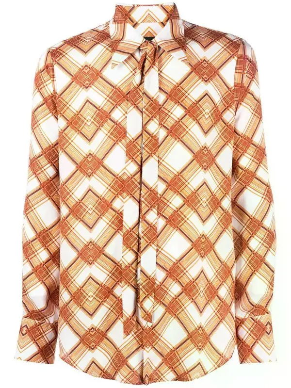 Dsquared2 Check Print Buttoned Shirt - Orange