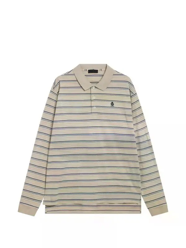 Prada Striped Long-sleeve Polo Shirt - Neutrals