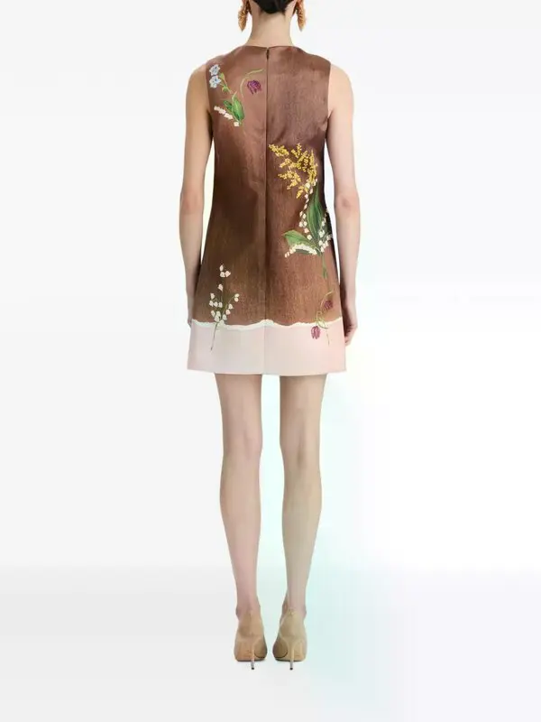 Oscar De La Renta Botanical Print Shift Mini Dress