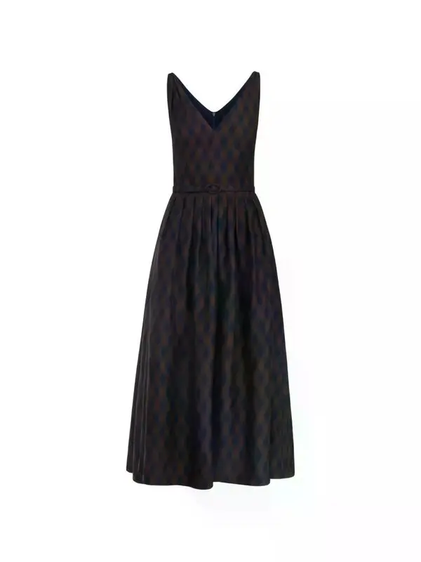 Oscar De La Renta Argyle Silk Twill Midi Dress - Brown