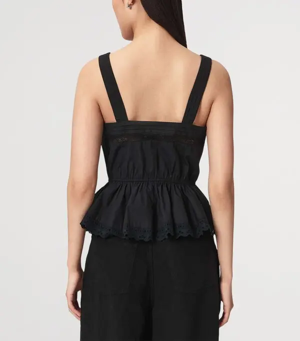 ALLSAINTS Gwen Organic Cotton Top With Lace Trims