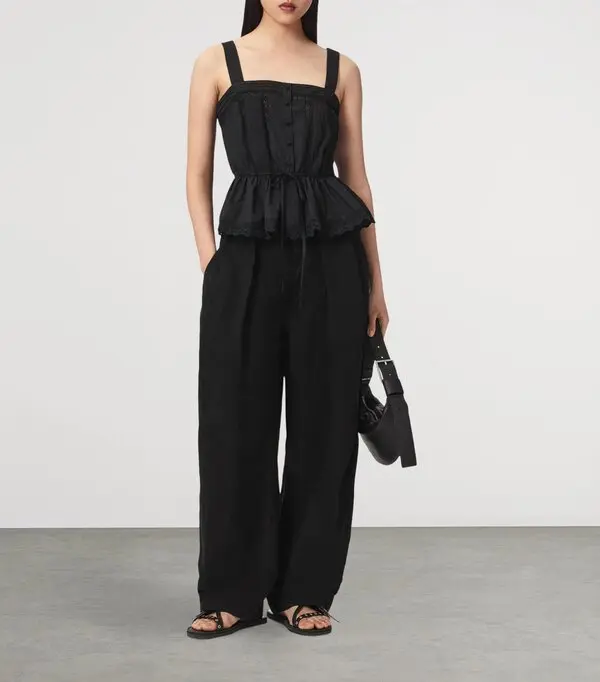 ALLSAINTS Gwen Organic Cotton Top With Lace Trims