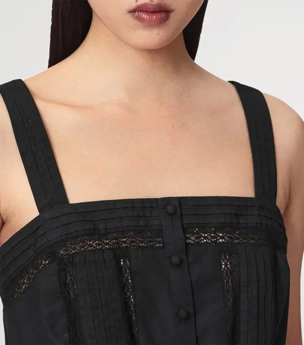 ALLSAINTS Gwen Organic Cotton Top With Lace Trims