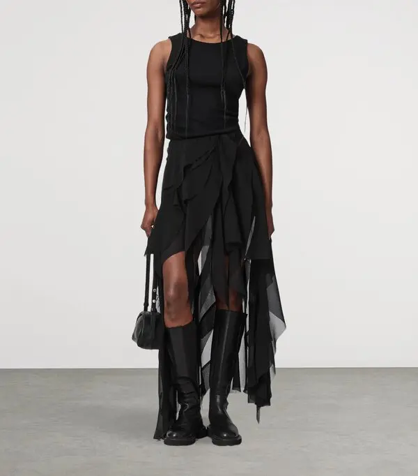 ALLSAINTS Asymmetric Ruffle Melody Skirt