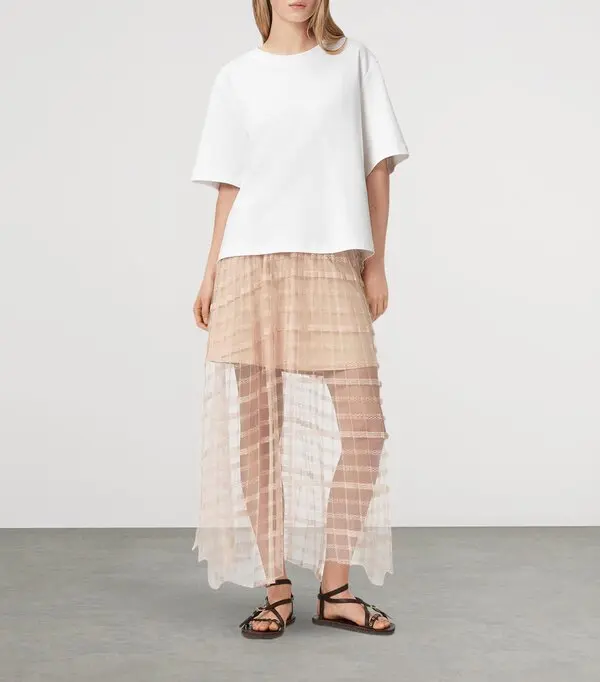 ALLSAINTS Sheer Celia Maxi Skirt - Pink