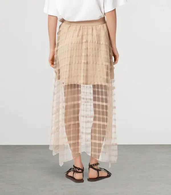 ALLSAINTS Sheer Celia Maxi Skirt - Pink