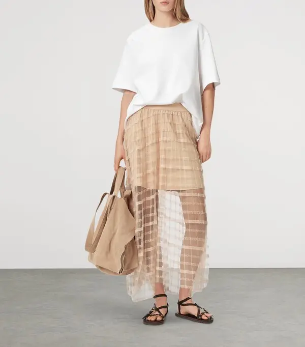 ALLSAINTS Sheer Celia Maxi Skirt - Pink