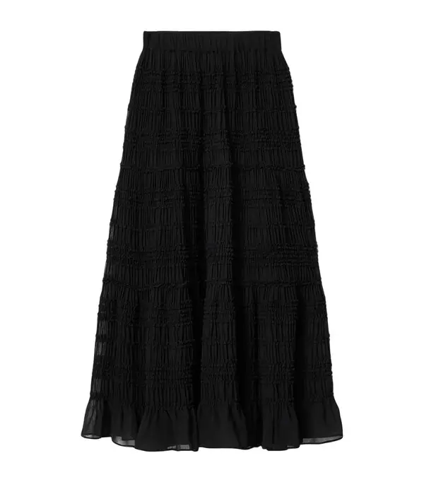 ALLSAINTS Shirred Lotus Maxi Skirt - Black