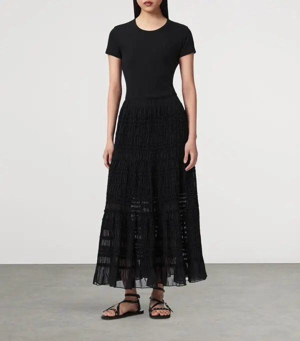 ALLSAINTS Shirred Lotus Maxi Skirt
