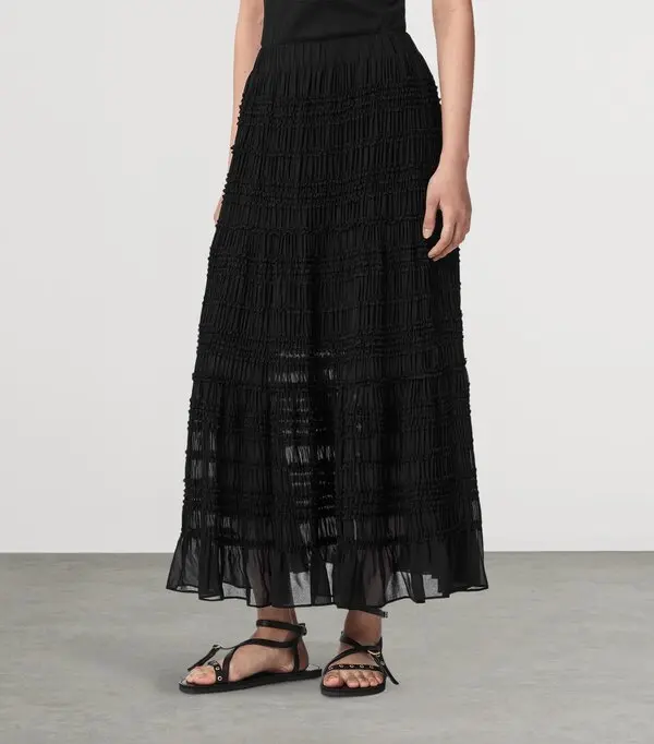 ALLSAINTS Shirred Lotus Maxi Skirt