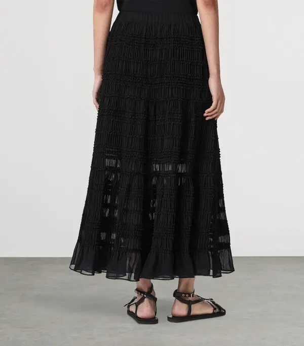 ALLSAINTS Shirred Lotus Maxi Skirt