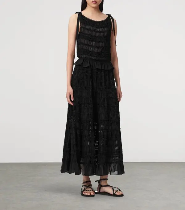 ALLSAINTS Shirred Lotus Maxi Skirt
