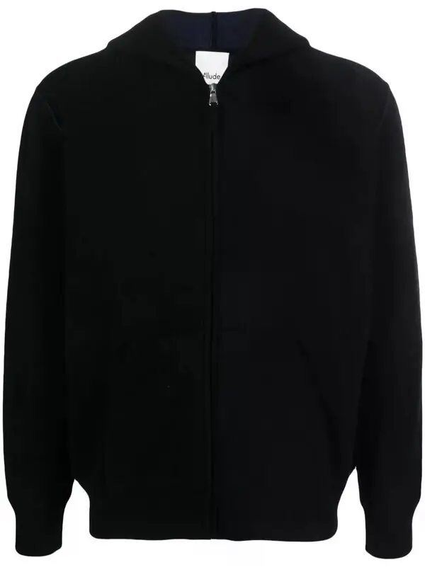 ALLUDE Classic-hood Zip-up Jumper - Black