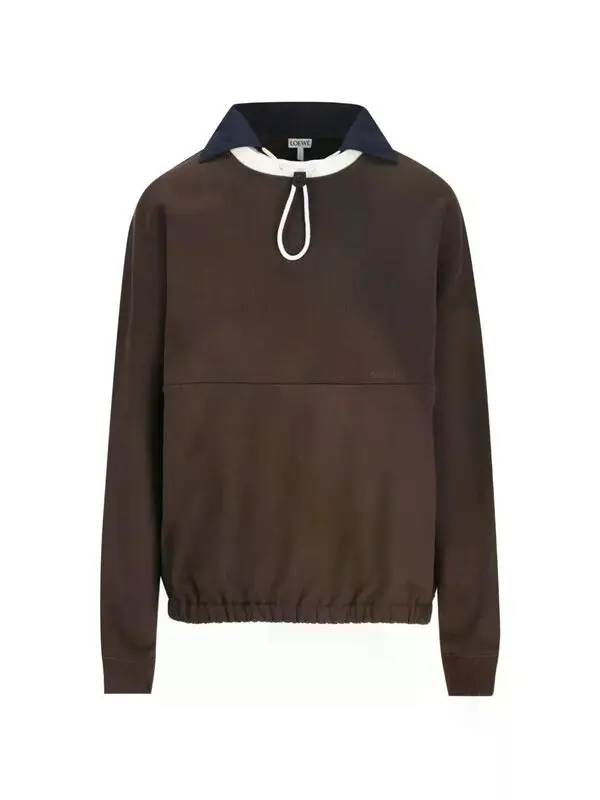 Loewe Drawstring-collar Elasticated-hem Sweater - Brown