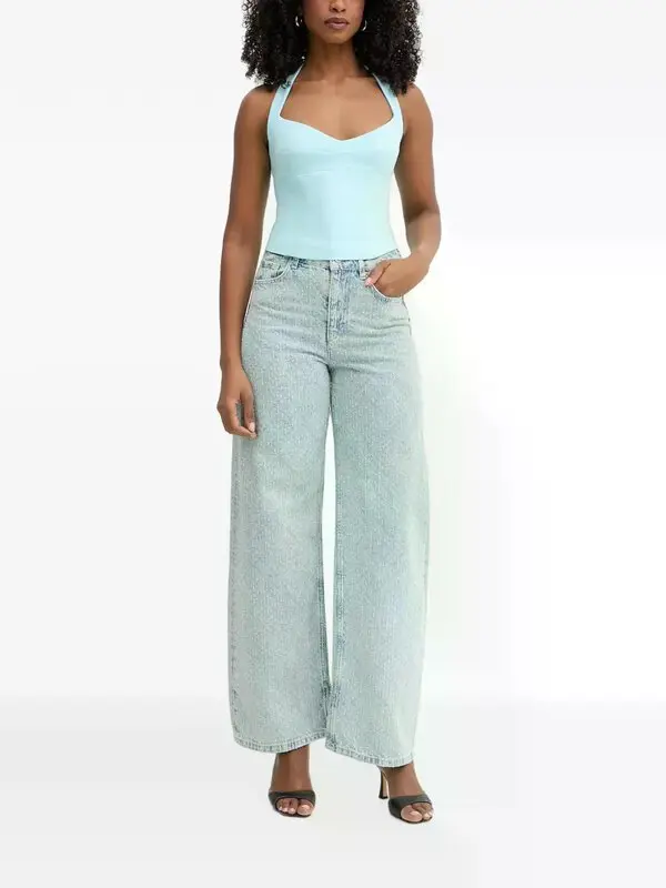 Bardot Deserae Halterneck Corset-style Top - Blue