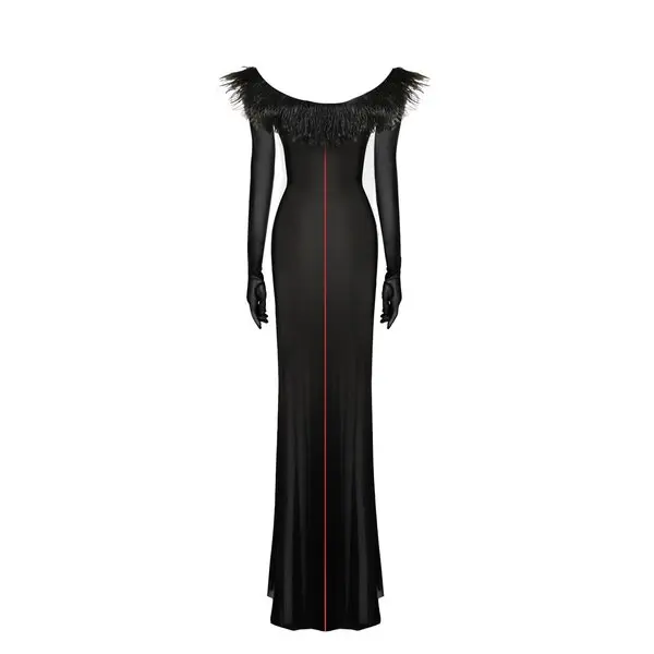 SANCTUMUM Fortuna Gloved Mesh Maxi Dress - Black