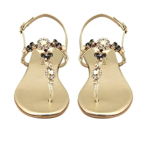 DAMAPREZIOSA Neutrals Sofia Platinum Jewel Sandal - Gold