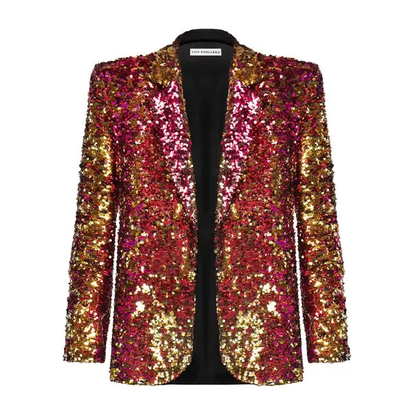 SANCTUMUM Belucci Single Breasted Muticolour Sequin Blazer - Black