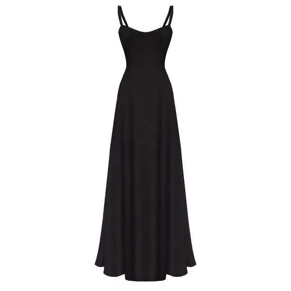 SANCTUMUM Nora Strap Maxi Dress With Open Back In Midnight - Black