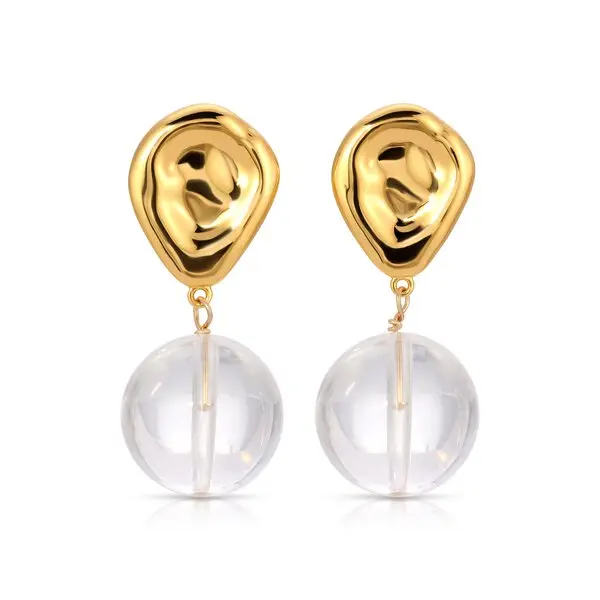 ZEPPLIN THE LABEL Tommie Earrings-quarts Earrings-statet Earrings-bridal Earrings - Gold