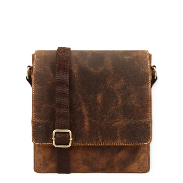 LLOYD BAKER Callum Distressed Leather Crossbody Bag - Brown