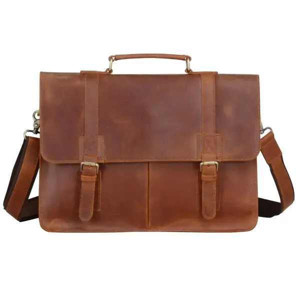 TOURI Genuine Leather Messenger - Brown