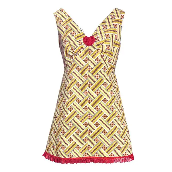 COUTURE TO YOUR DOOR Geometric Babydoll Mod Aline Mini Dress - Red