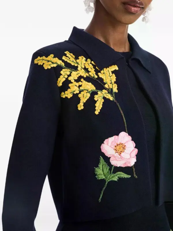 Oscar De La Renta Botanical-embroidery Cropped Jacket