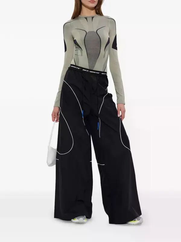 Off-White Contrast-piping Wide-leg Trousers