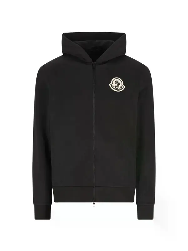 Moncler Logo-patch Zip-up Hoodie - Black