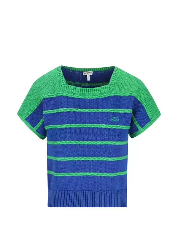 Loewe Striped Anagram-embroidered Sweater - Blue