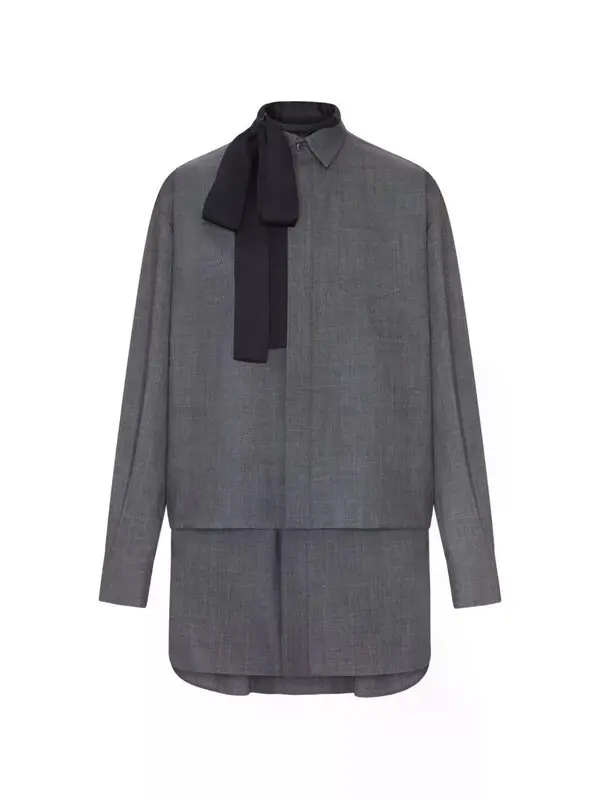 Sacai Pussy-bow Layered Dress - Grey