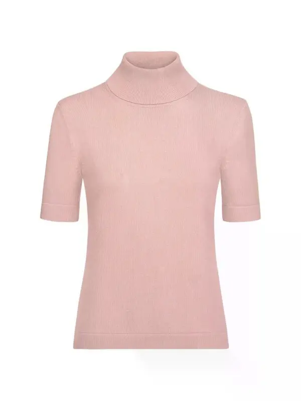 Oscar De La Renta Short-sleeved Knitted Turtleneck T-shirt - Pink