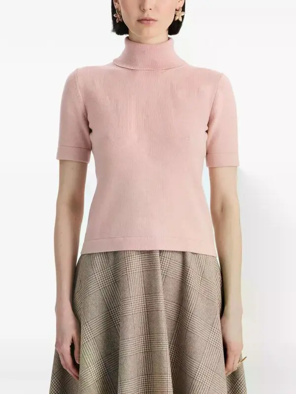Oscar De La Renta Short-sleeved Knitted Turtleneck T-shirt