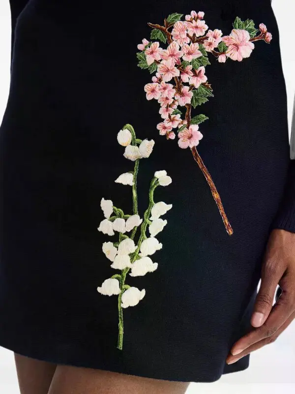 Oscar De La Renta Botanical Embroidered A-line Mini Dress